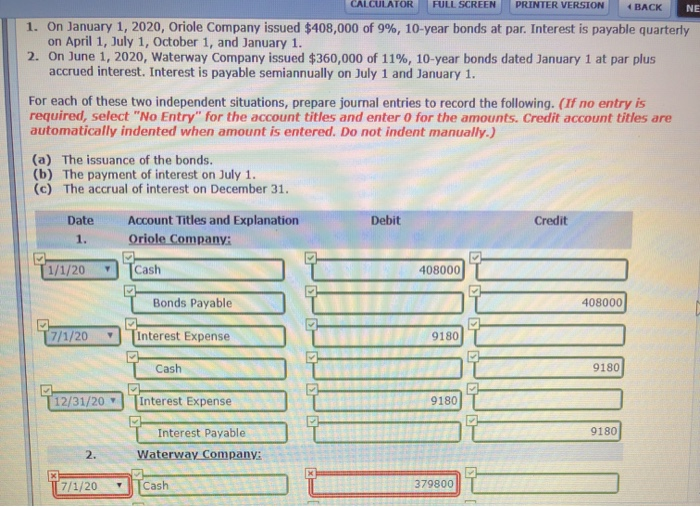 Solved CALCULATOR FULL SCREEN PRINTER VERSION BACK NE 1. On | Chegg.com