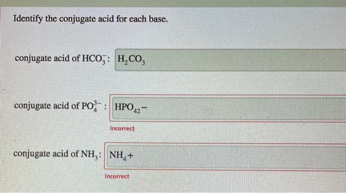 Solved Identify the conjugate acid for each base. conjugate | Chegg.com