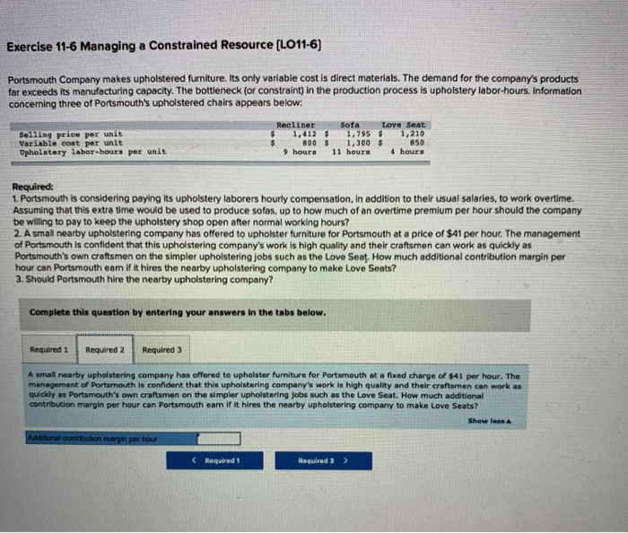 Solved Exercise 11-6 Managing a Constrained Resource | Chegg.com