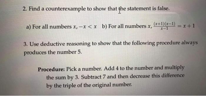 Solved 2. Find a counterexample to show that the statement | Chegg.com