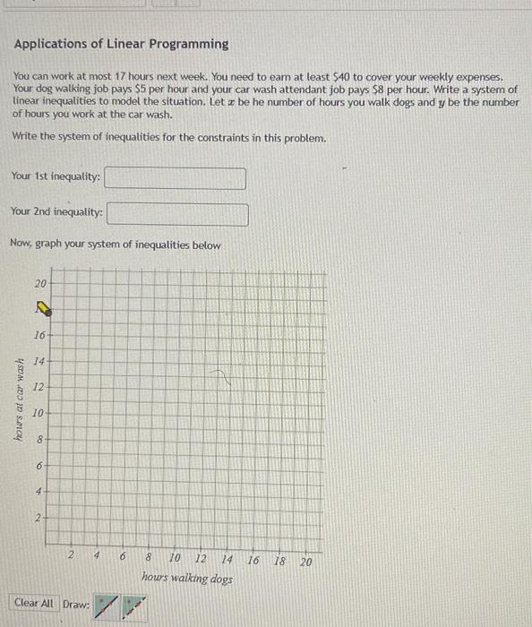 Solved Applications of Linear Programming You can work at | Chegg.com