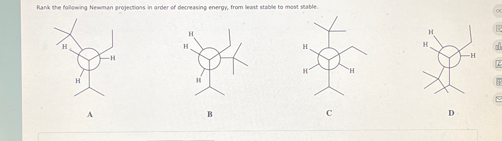 Solved Rank the following Newman projections in order of | Chegg.com