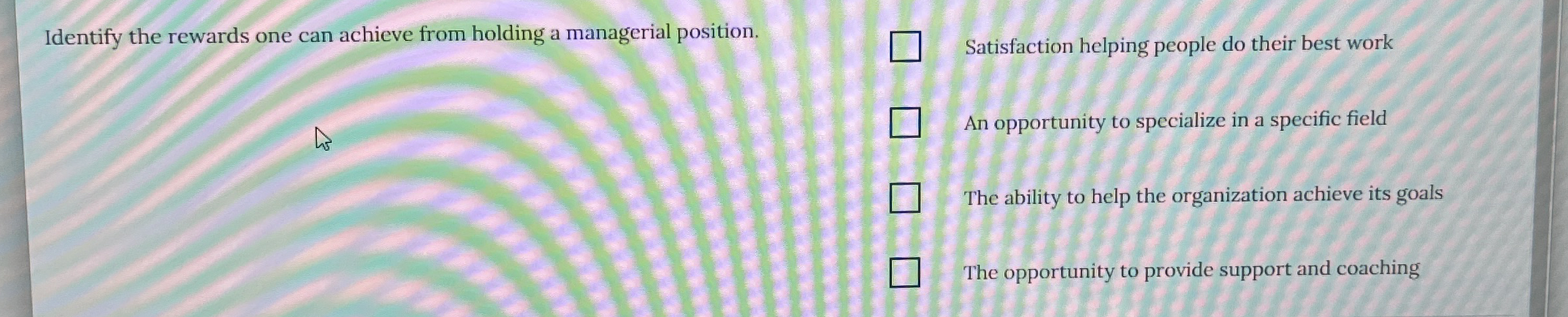 Solved Identify the rewards one can achieve from holding a | Chegg.com