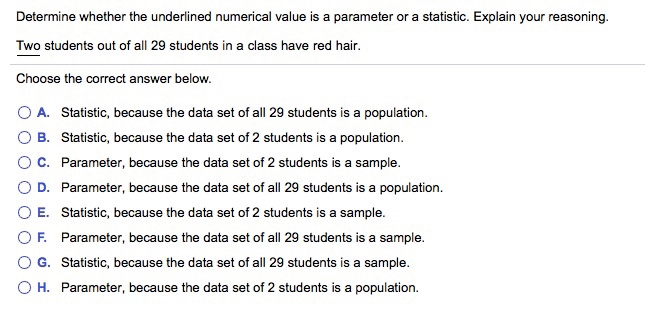 Solved Determine whether the underlined numerical value is a | Chegg.com