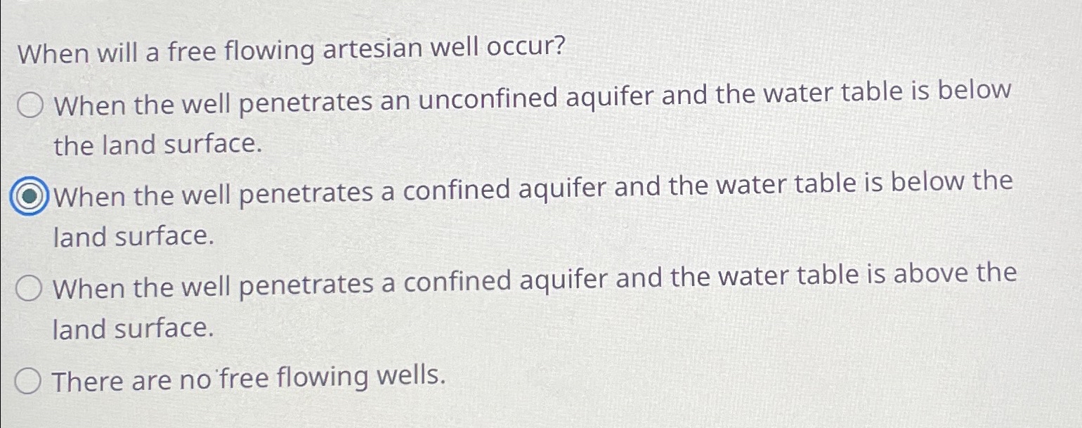 When will a free flowing artesian well occur?When the | Chegg.com