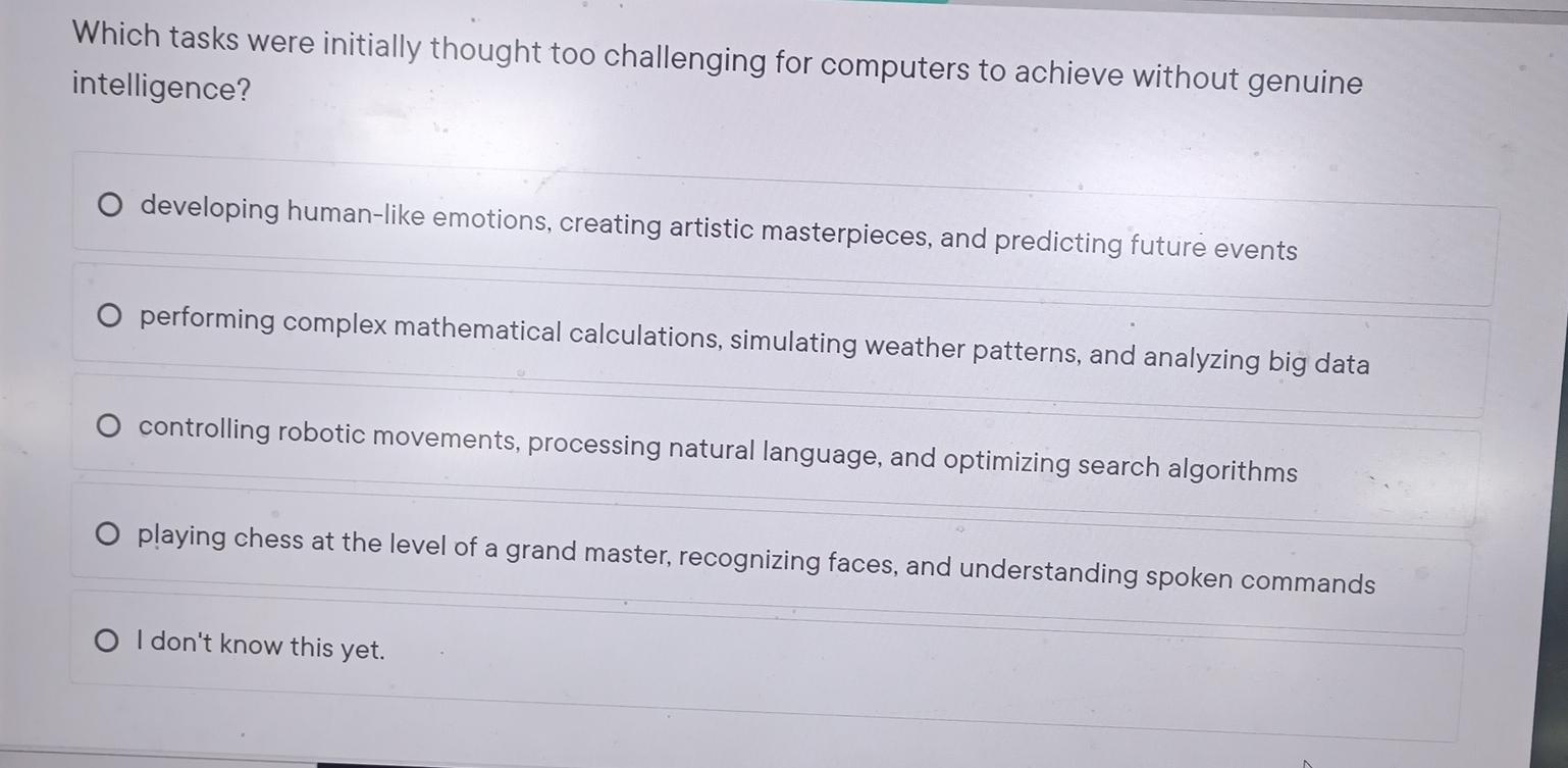 Solved Which tasks were initially thought too challenging | Chegg.com