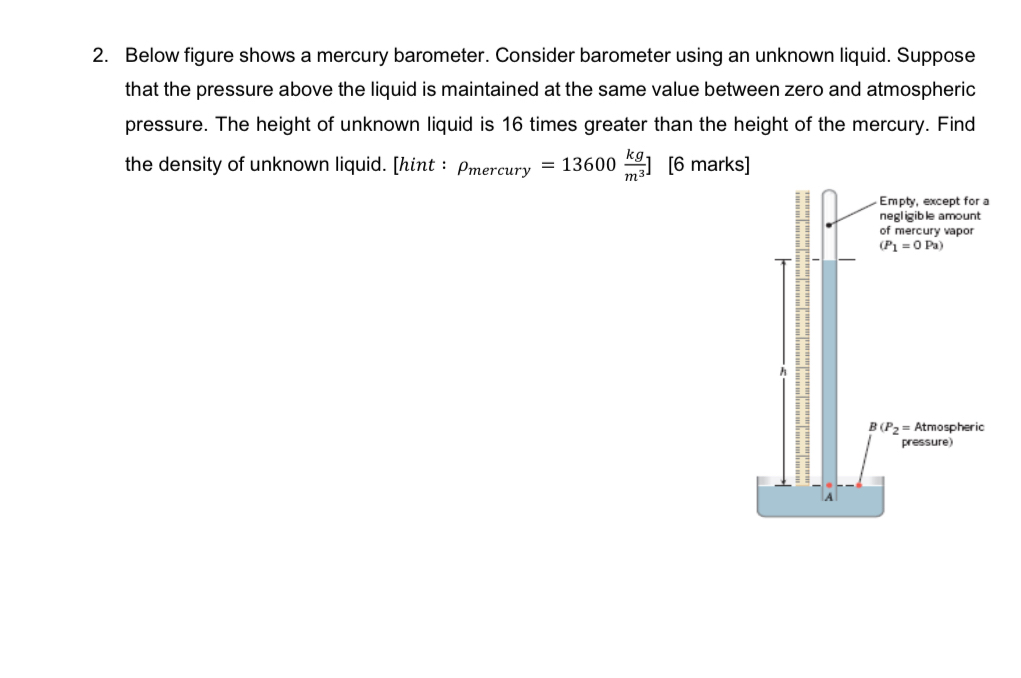 Solved Below figure shows a mercury barometer. Consider | Chegg.com