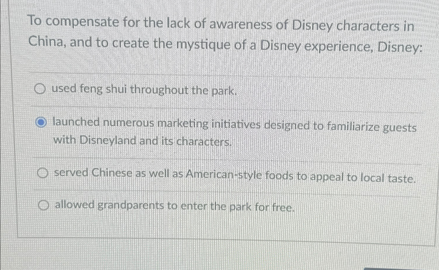 Solved To compensate for the lack of awareness of Disney | Chegg.com