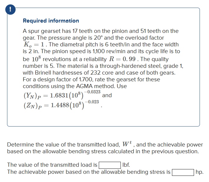 Solved !Required informationA spur gearset has 17 ﻿teeth on | Chegg.com
