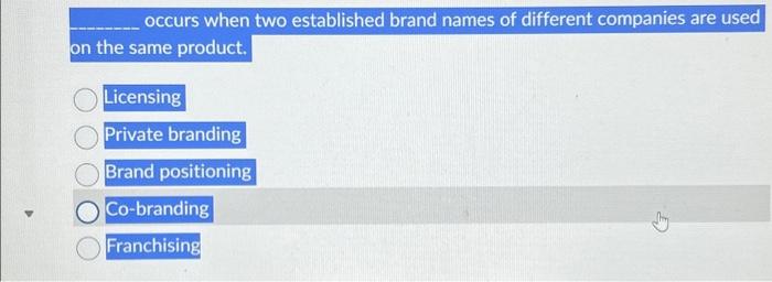 Solved occurs when two established brand names of different | Chegg.com