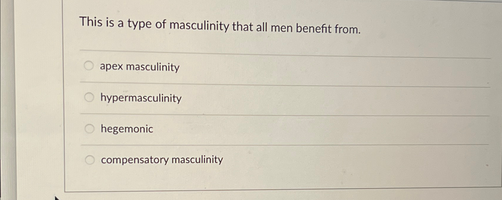 This is a type of masculinity that all men benefit | Chegg.com