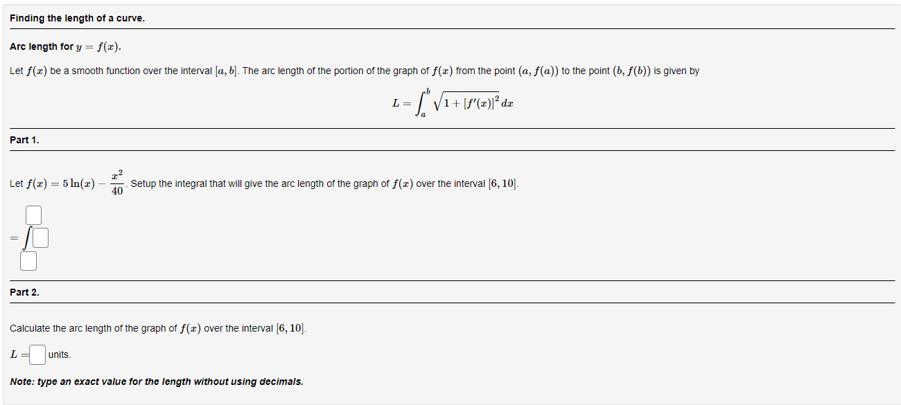 Solved Finding the length of a curve.Arc length for | Chegg.com