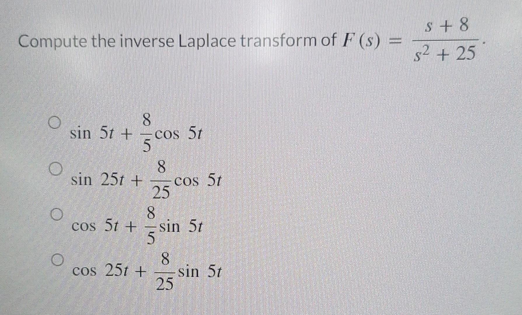 Solved Compute the inverse Laplace transform of | Chegg.com