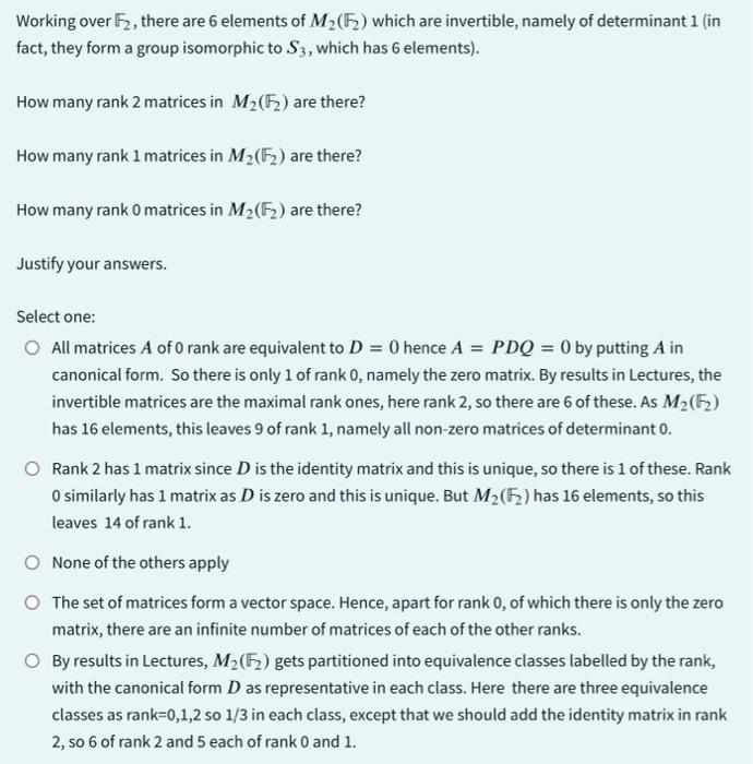 Solved Let A=(aij) be a 3×3 matrix over a field K. Then the | Chegg.com