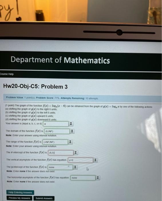 Solved By Department of Mathematics Course Help Hw20-Obj-C5: | Chegg.com