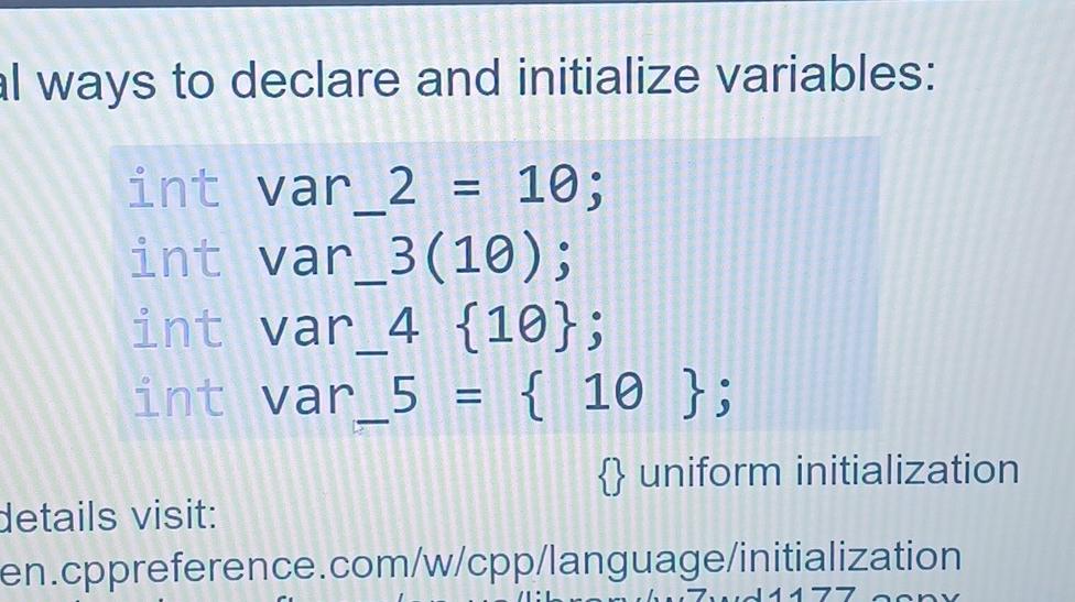 Solved al ways to declare and initialize variables: = int | Chegg.com