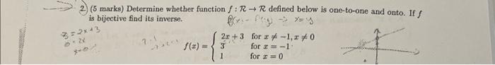 Solved 2.) (5 marks) Determine whether function f:R→R | Chegg.com