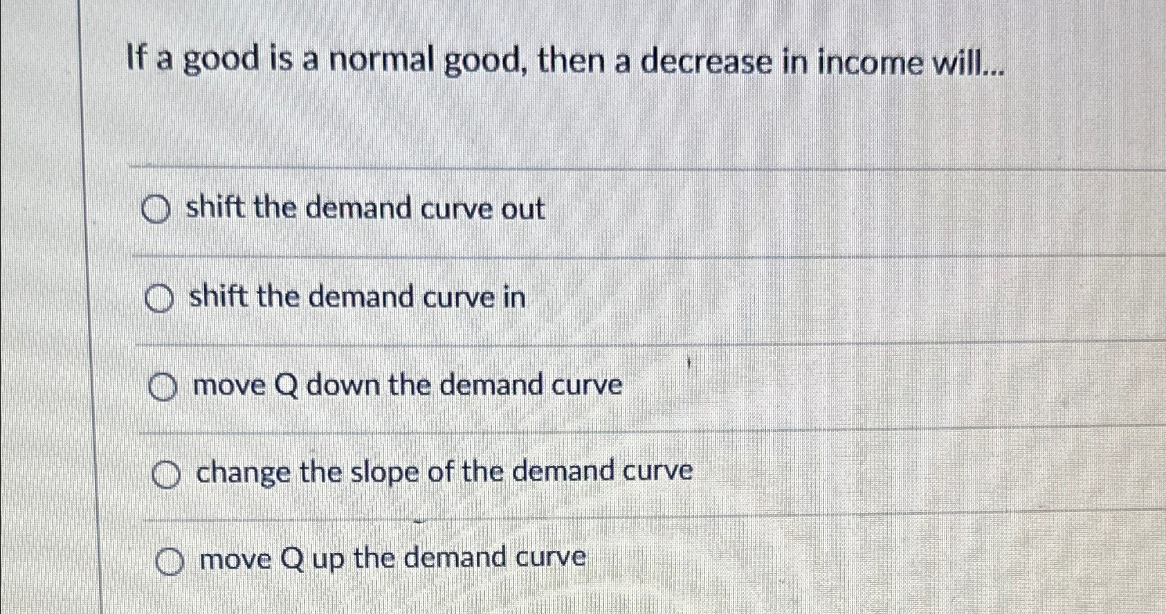 Solved If a good is a normal good, then a decrease in income | Chegg.com