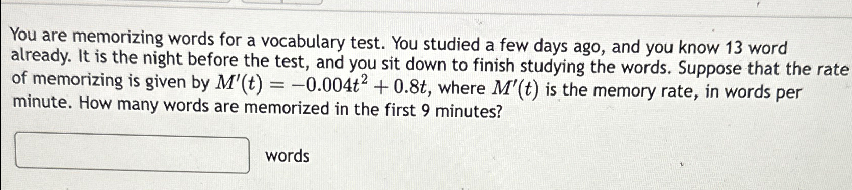 Solved You are memorizing words for a vocabulary test. You | Chegg.com