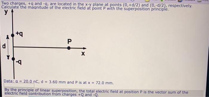 Solved Two charges, +q and −q, are located in the x−y plane | Chegg.com