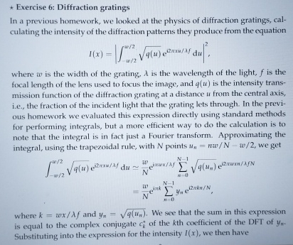 Solved Exercise 6: Diffraction gratingsIn a previous | Chegg.com