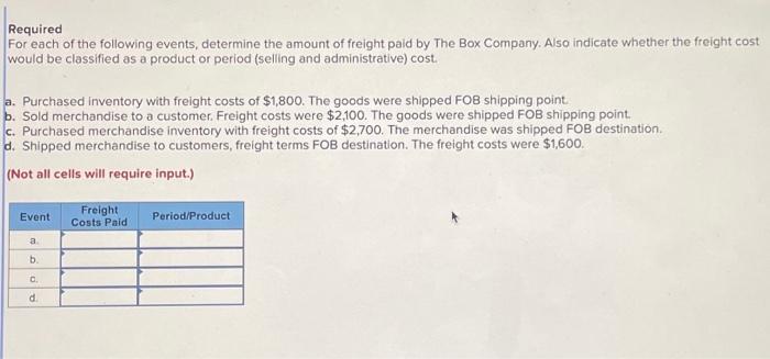 Solved Required For each of the following events, determine | Chegg.com