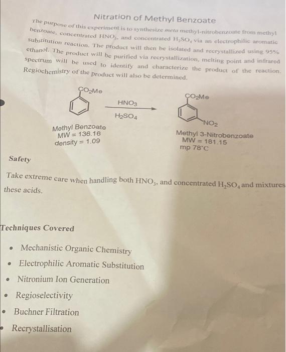 Solved Nitration of Methyl Benzoate The purpose of this | Chegg.com