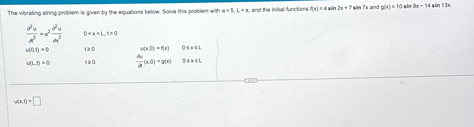 Solved The Vibrating String Problem Is Given By The 