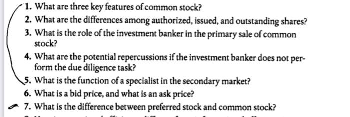 Solved 1. What are three key features of common stock? 2. | Chegg.com