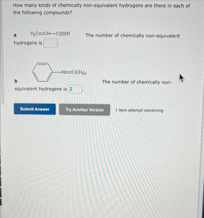 Solved How many kinds of chemically non-equivalent hydrogens | Chegg.com