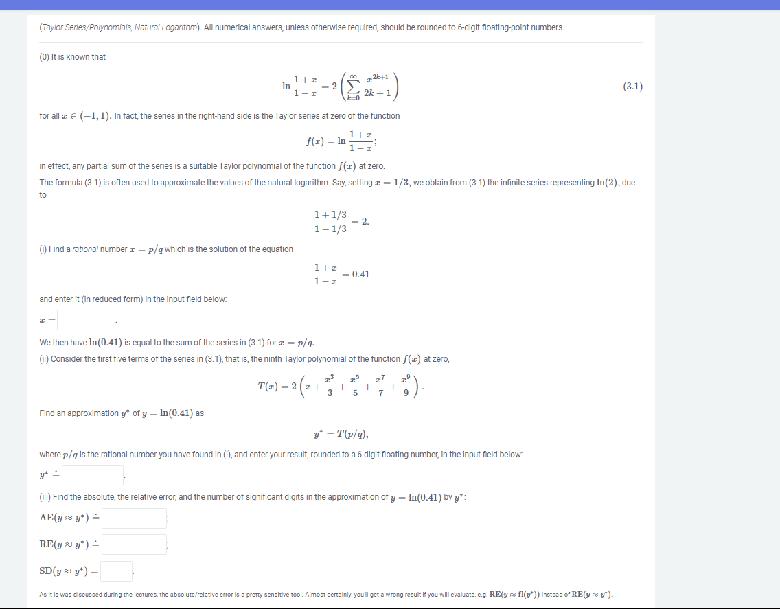 Solved (Taylor Series/Polynomials, ﻿Natural Logarithm). ﻿All | Chegg.com