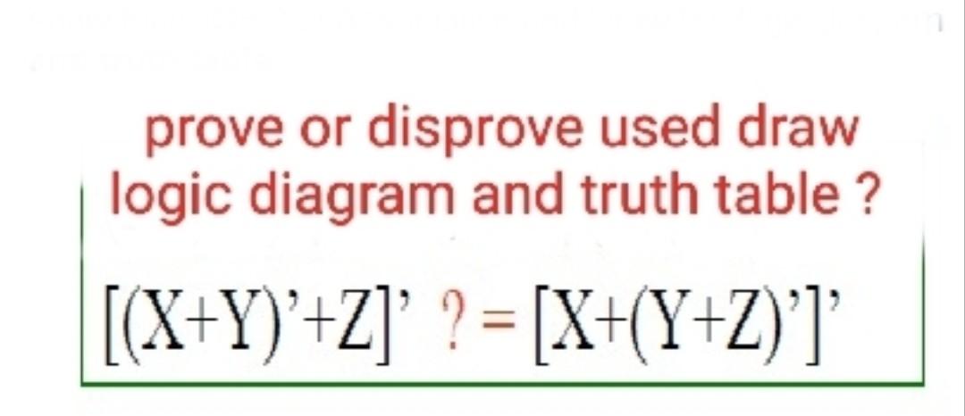 prove or disprove used draw logic diagram and truth | Chegg.com