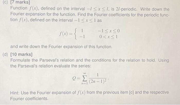 Solved Function f(x), defined on the interval −l≤x≤l, is | Chegg.com