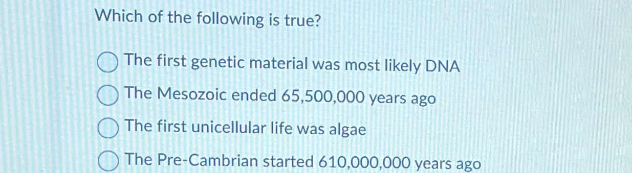 Solved Which of the following is true?The first genetic | Chegg.com