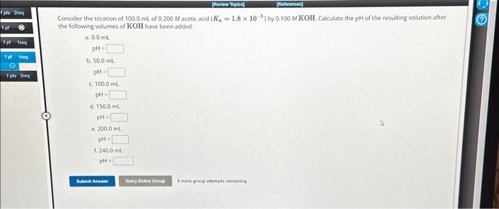 Solved Consider the titration of 100.0 mL of 0.200M acetic | Chegg.com