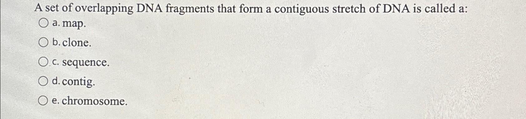 Solved A set of overlapping DNA fragments that form a | Chegg.com