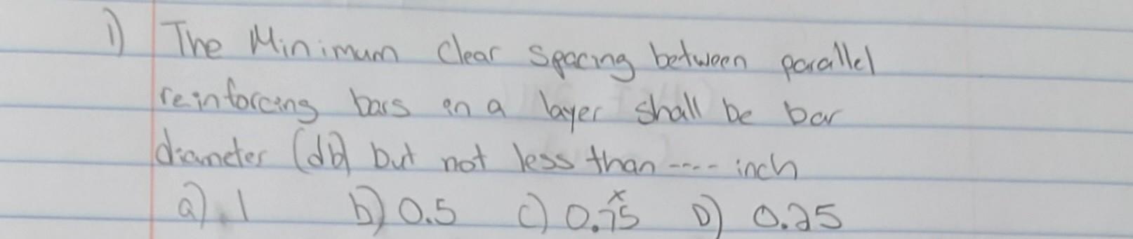 Solved The Minimum clear spacing between parallel | Chegg.com