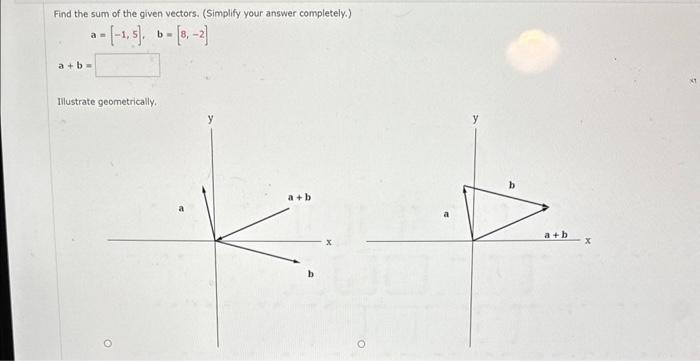 Solved Find the sum of the given vectors. (Simplify your | Chegg.com