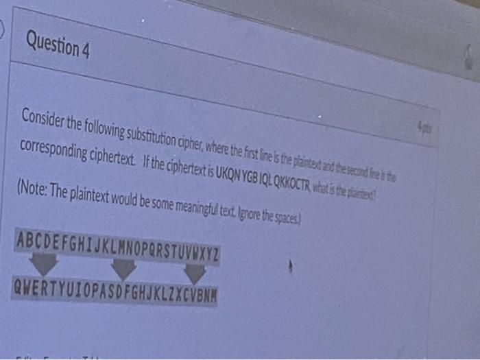Solved Consider the following substitution cipher, where the | Chegg.com