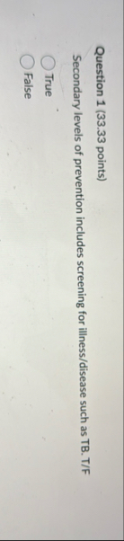 Solved Question 1 (33.33 ﻿points)Secondary levels of | Chegg.com