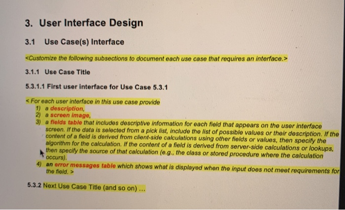 3. User Interface Design 3.1 Use Case(s) Interface | Chegg.com
