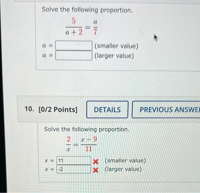 Solved Solve the following proportion. 1+1 10 9 т X (smaller | Chegg.com Solved Solve the following proportion. 1+1 10 9 т X (smaller | Chegg.com