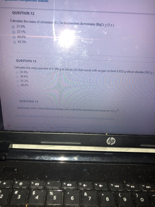 Solved compon Status: QUESTION 12 Calculate the mass of | Chegg.com