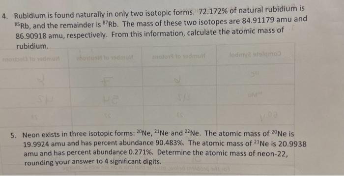 Solved Rubidium is found naturally in only two isotopic | Chegg.com