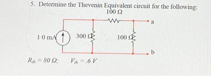 Solved Determine the Thevenin Equivalent circuit for the | Chegg.com