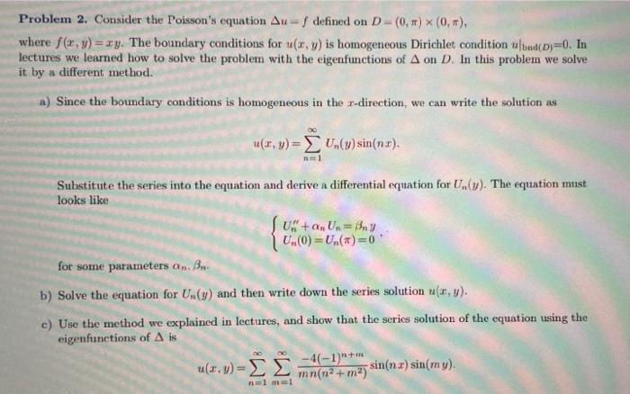 Problem 2. Consider the Poisson's equation Δu=f | Chegg.com