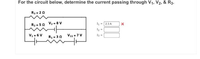Solved For the circuit below, determine the current passing | Chegg.com