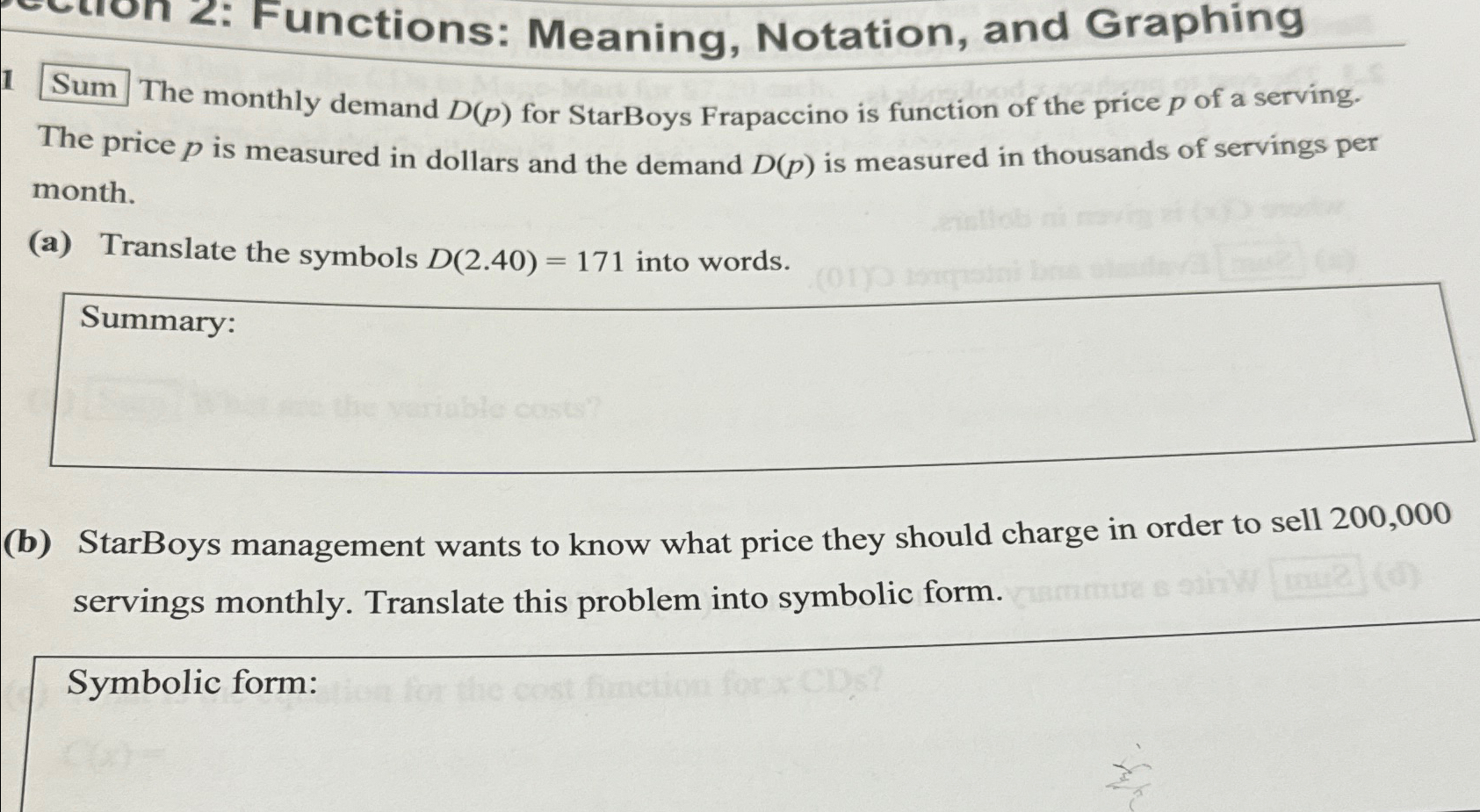 Solved Functions: Meaning, Notation, and GraphingSum The | Chegg.com