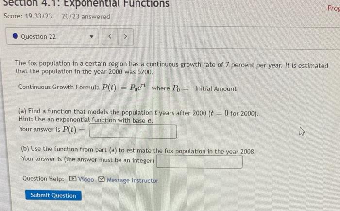 Solved Section 4.1: Exponential Functions Score: 19.33/23 | Chegg.com