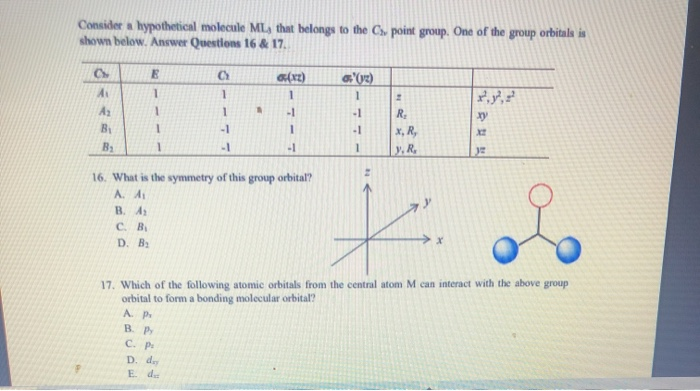 Solved Consider a hypothetical molecule ML, that belongs to | Chegg.com